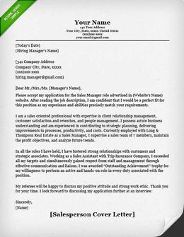 Cover Letter Sales Sample Sales Associate Cover Letter Sample