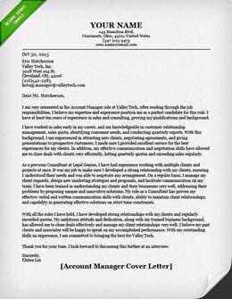 Sample Account Manager Cover Letter