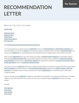Sample Recommendation Letter For A Student Teacher Teacher