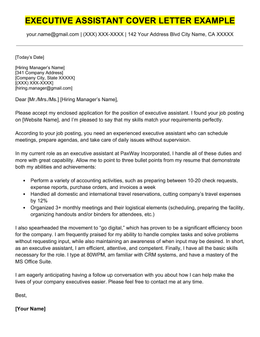 Sample Cover Letter For Executive Position Cover Letter