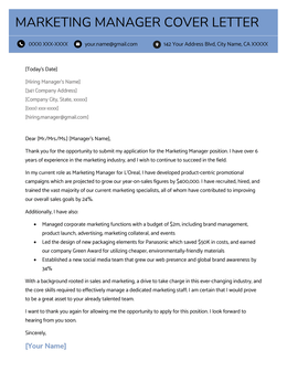 Marketing Manager Cover Letter Sample Resume Genius