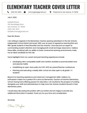 Art Teacher Cover Letter Example