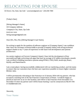 Relocation Cover Letter: Examples, Template, & Writing Tips