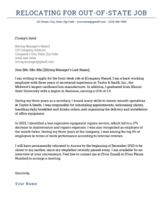 Relocation Cover Letter: Examples, Template, & Writing Tips