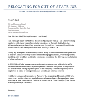 Relocation Cover Letter: Examples, Template, & Writing Tips