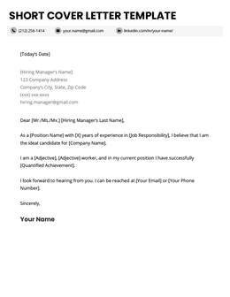 Short Cover Resume Cover Letter Examples 2020