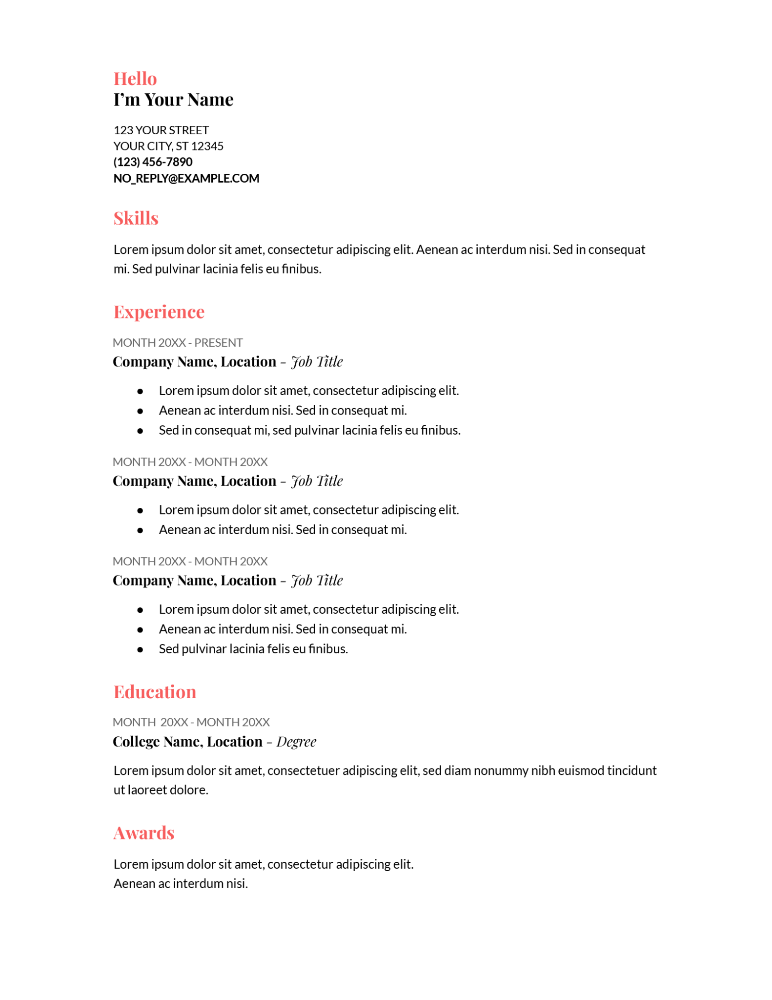 27 Free Google Docs Resume Templates