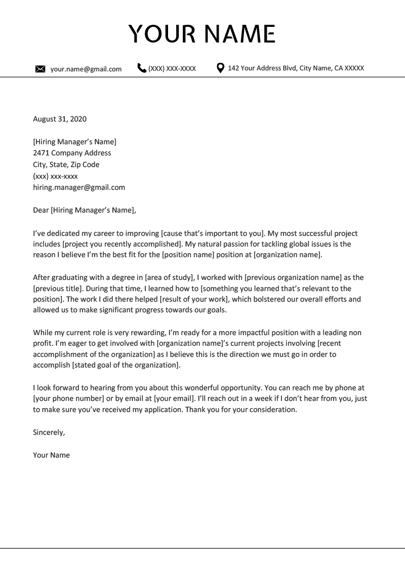 Non Profit Cover Letter Sample Template Writing Tips