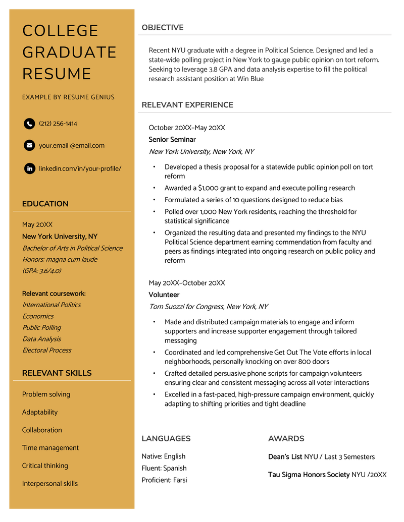 Recent College Graduate Resume Examples (Plus Writing Tips)