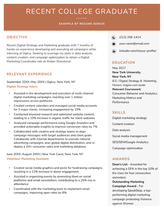 Recent College Graduate Resume Examples (Plus Writing Tips)