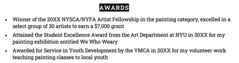 How to List Awards on a Resume (+ Examples)