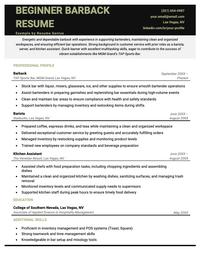 Barback Resume Samples & Expert Writing Tips