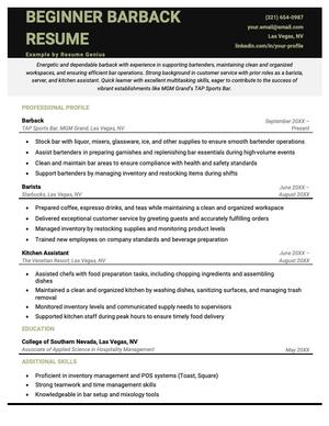 Barback Resume Samples & Expert Writing Tips
