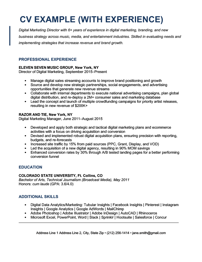 How To Write A Curriculum Vitae For A Job How To Write A Job Resume 