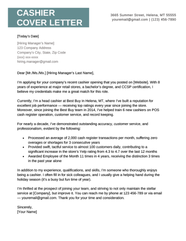 Cashier Cover Letter Example Writing Tips Cashier Cover Letter Example Writing Tips
