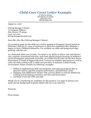 Simple Cover Letter For Child Care