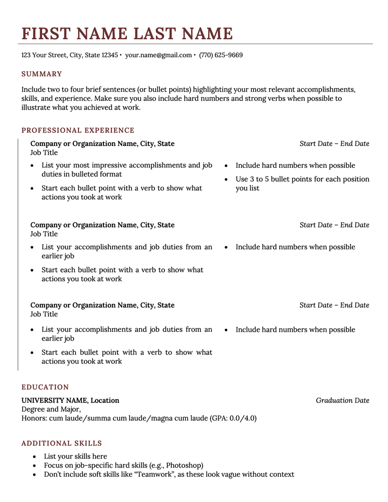 10 Blank Resume Templates (Free to Download)