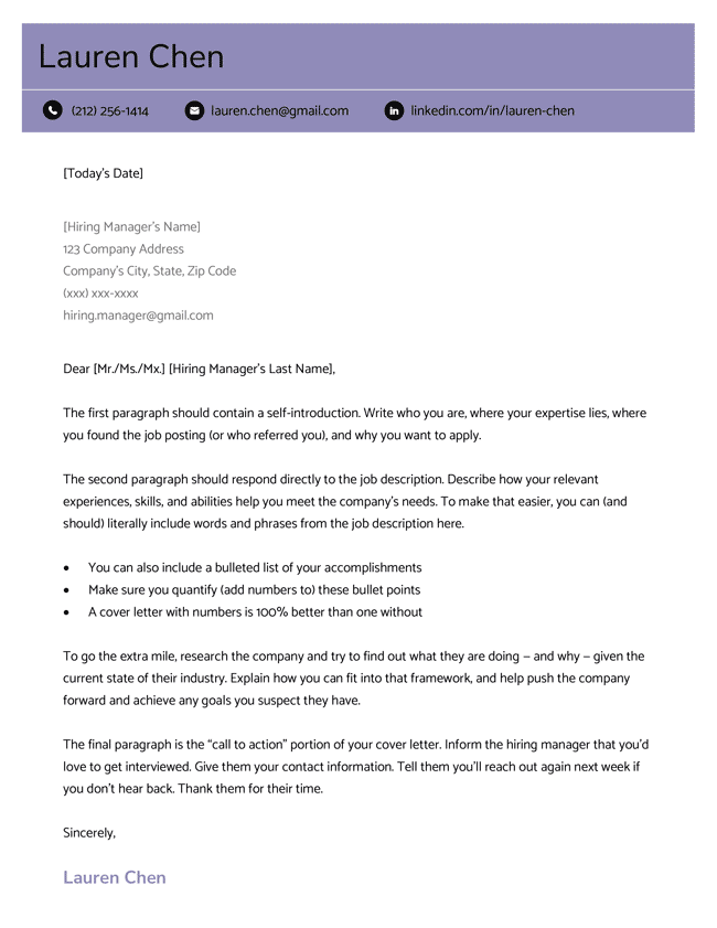 Modern Cover Letter Templates Free Download Word G Docs 