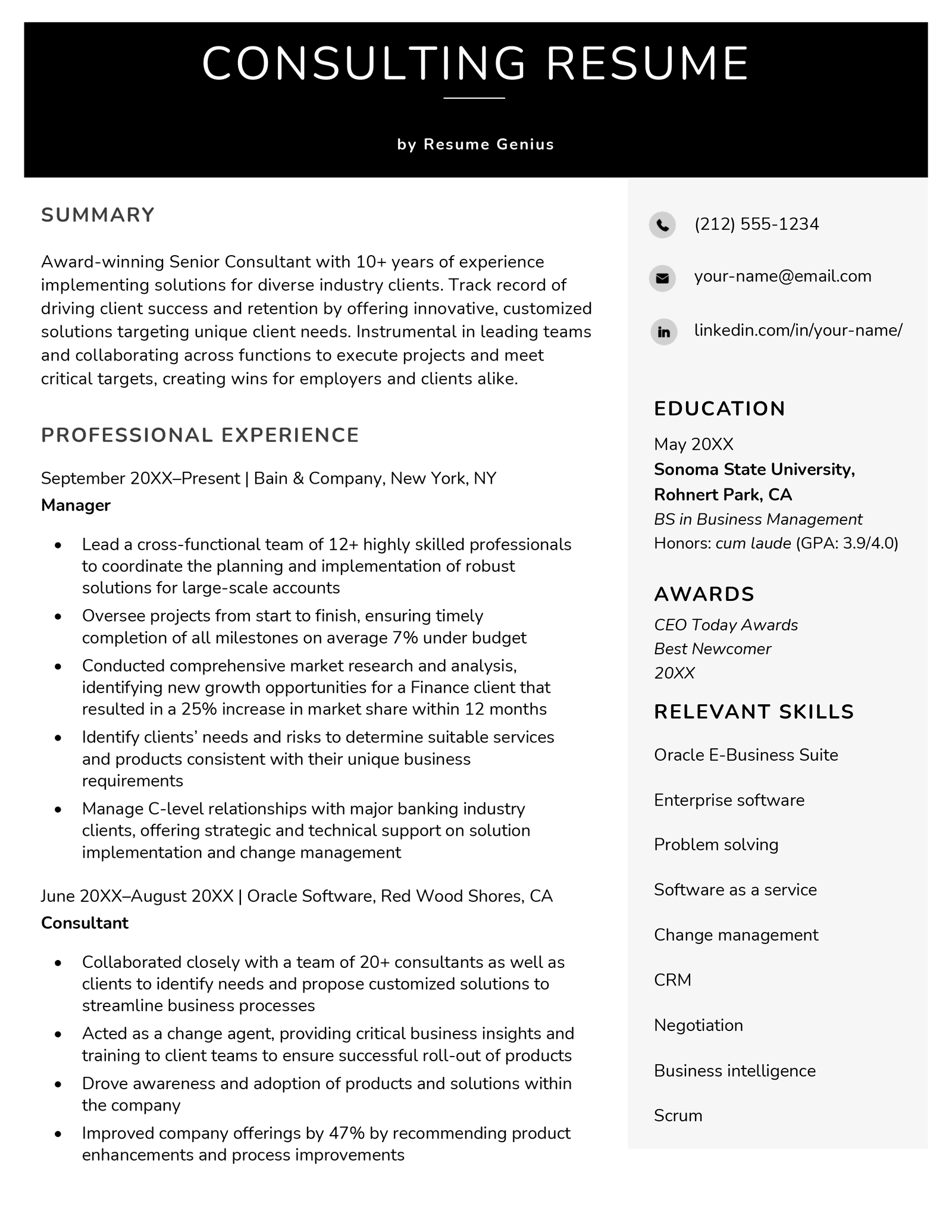 6 Consulting Resume Examples & Template for 2026