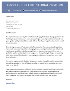Cover Letter for Internal Position & Promotion Examples