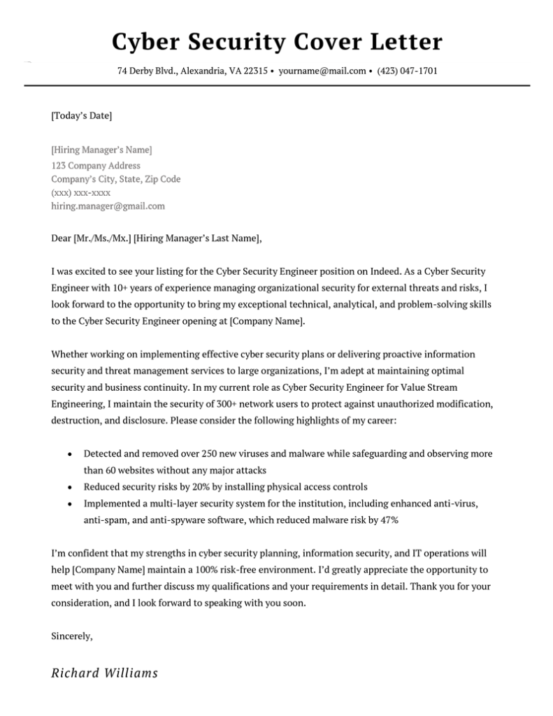 Cyber Security Cover Letter: Example + Writing Tips Cyber Security Cover Letter: Example + Writing Tips