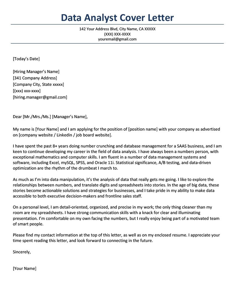 Data Analyst Cover Letter (Free Examples & Tips)