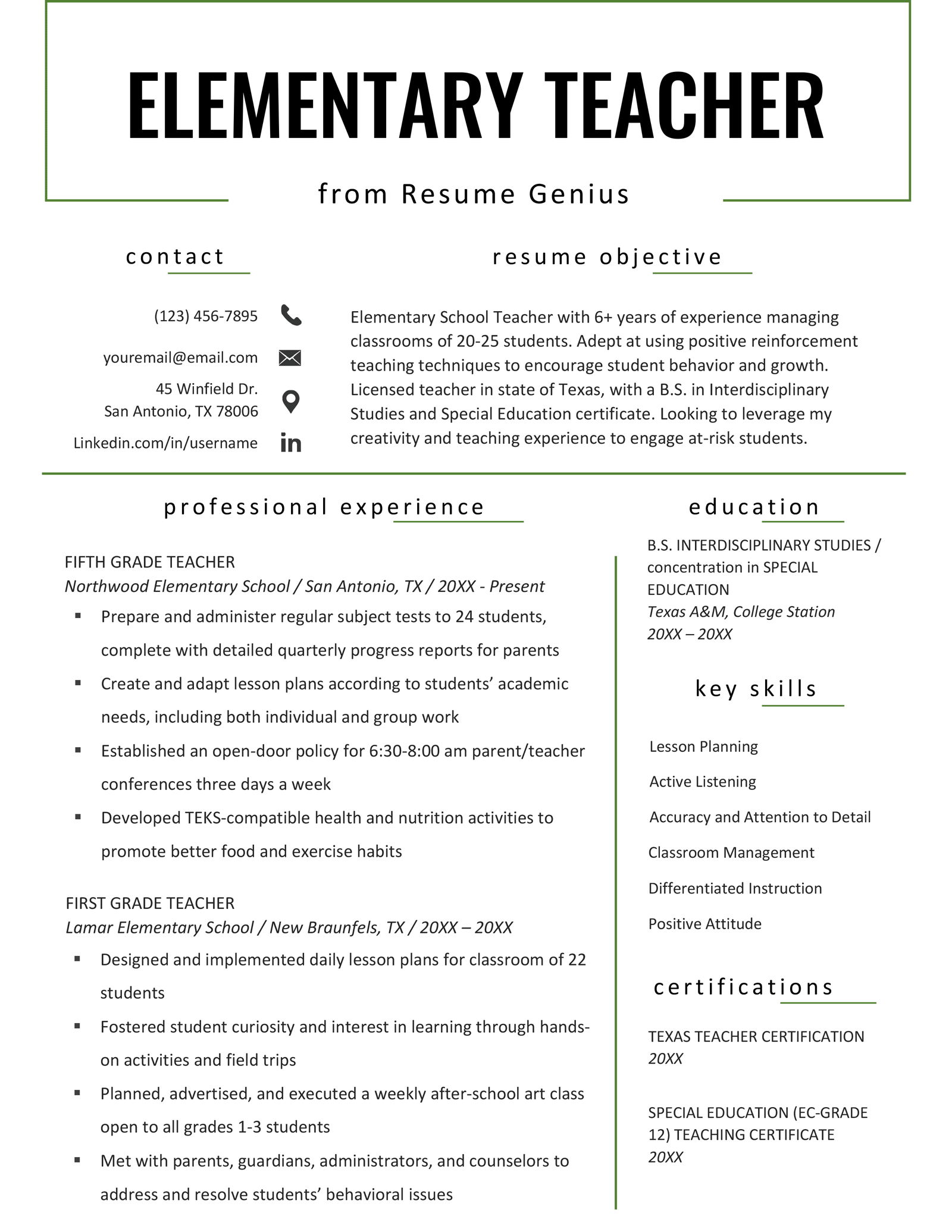 1 2 Page Resume Teacher CV Instant Download Professional Resume For
