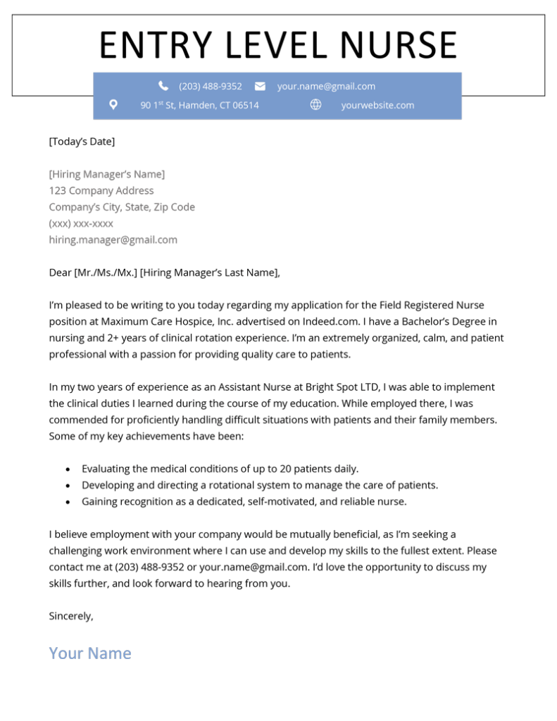 Hospice Cover Letter Examples