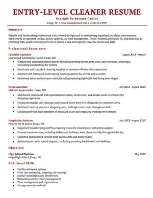 Cleaner Resume Examples & Writing Tips
