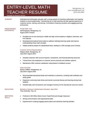 Math Teacher Resume Examples & How to Write