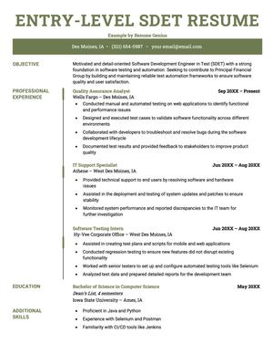 SDET Resume - Samples & Writing Guide
