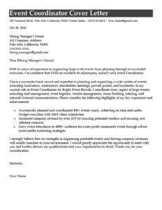 Event Coordinator Cover Letter [Free Sample] | Resume Genius
