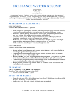 Sample Resume For Writer Tampahom