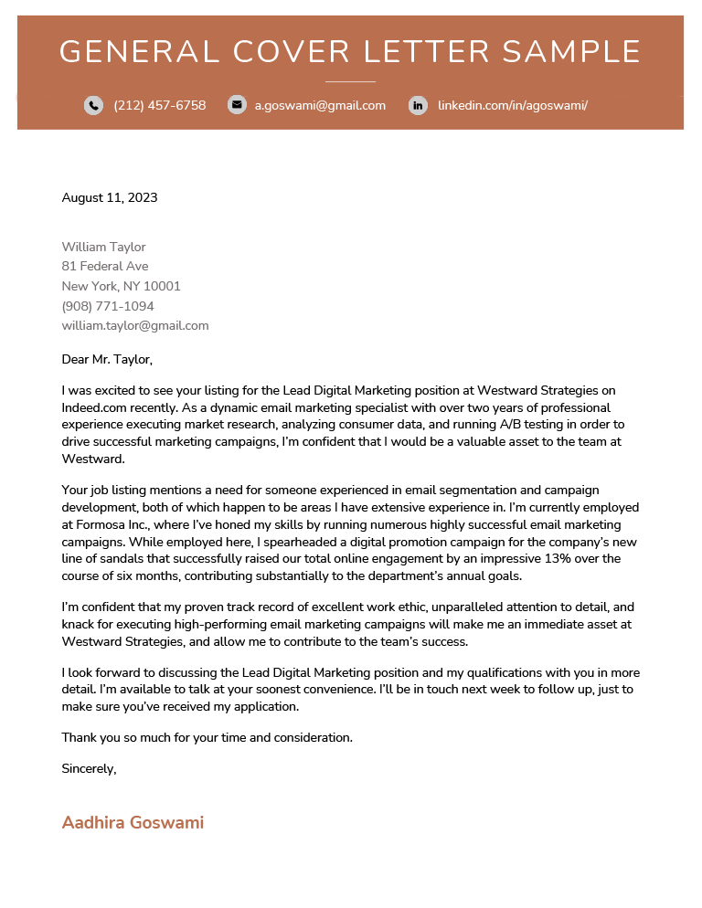 General Cover Letter Samples Template 5 Writing Tips 2022 