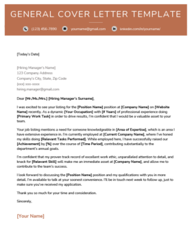 General Cover Letter: Samples, Template & 5 Writing Tips