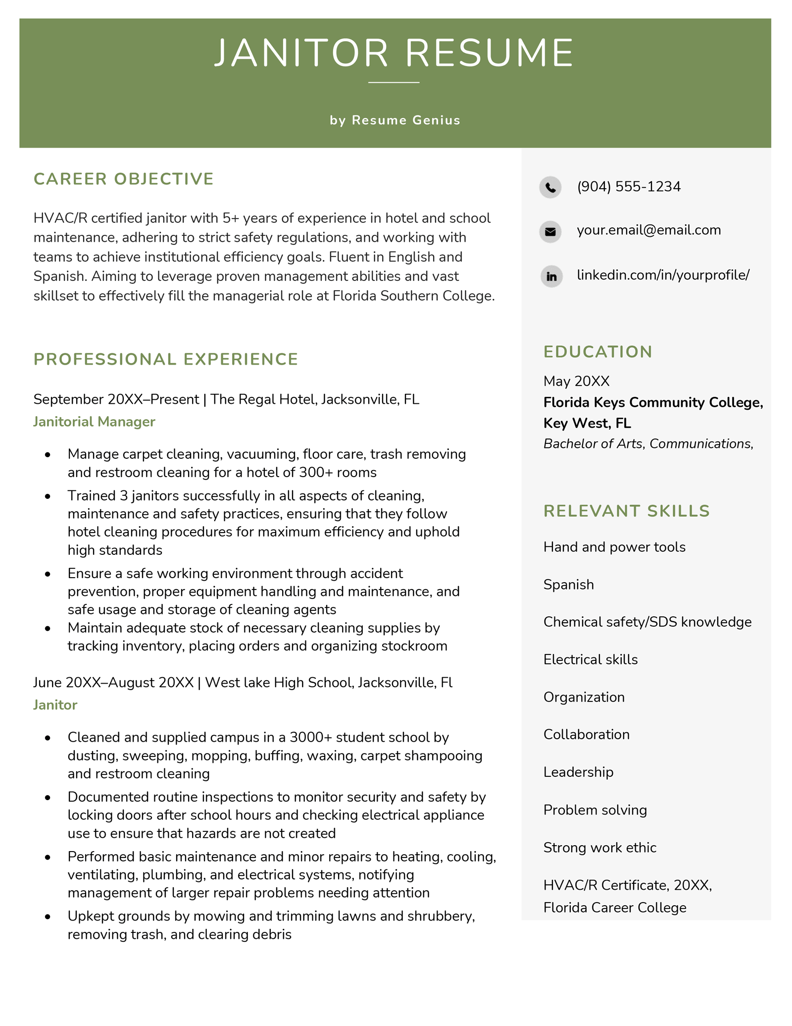 Janitor Resume Examples & Template for 2026