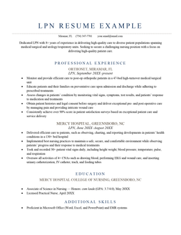 Lvn Sample Resume
