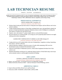 Lab Technician Resume Sample How To Write 