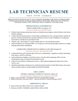 5 Lab Technician Resume Examples & Template for 2026