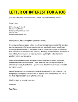 Sample Letter Of Interest For A Job Cheap Factory Save 43 Jlcatj gob mx