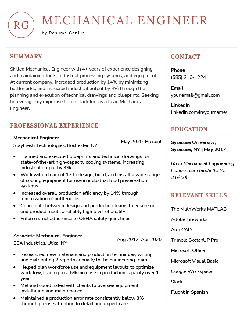Process Engineer Resume Sample & Writing Guide