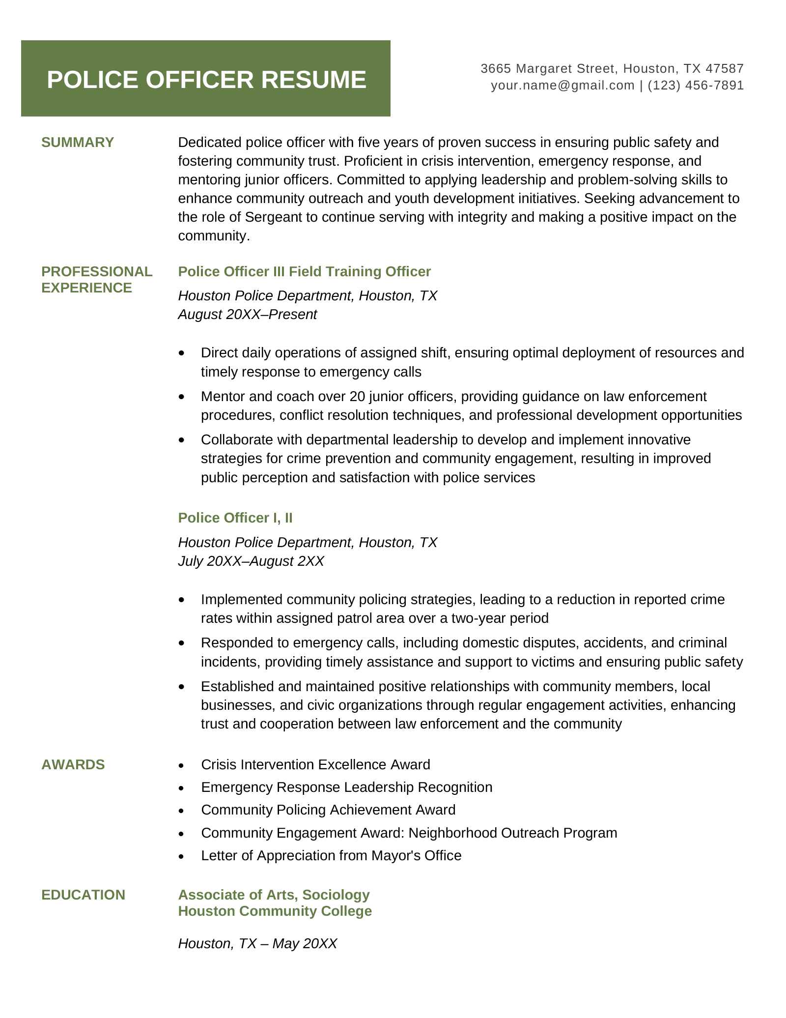 Police Officer Resume 10+ Federal Police Officer Resume Samples