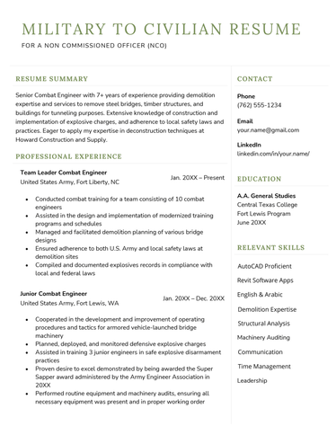Military Resume Examples & Template | Resume Genius