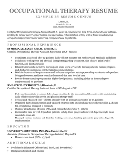 Sample Occupational Therapy Resume 2007george