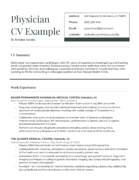 Physician CV [Example for Free Download] | Resume Genius