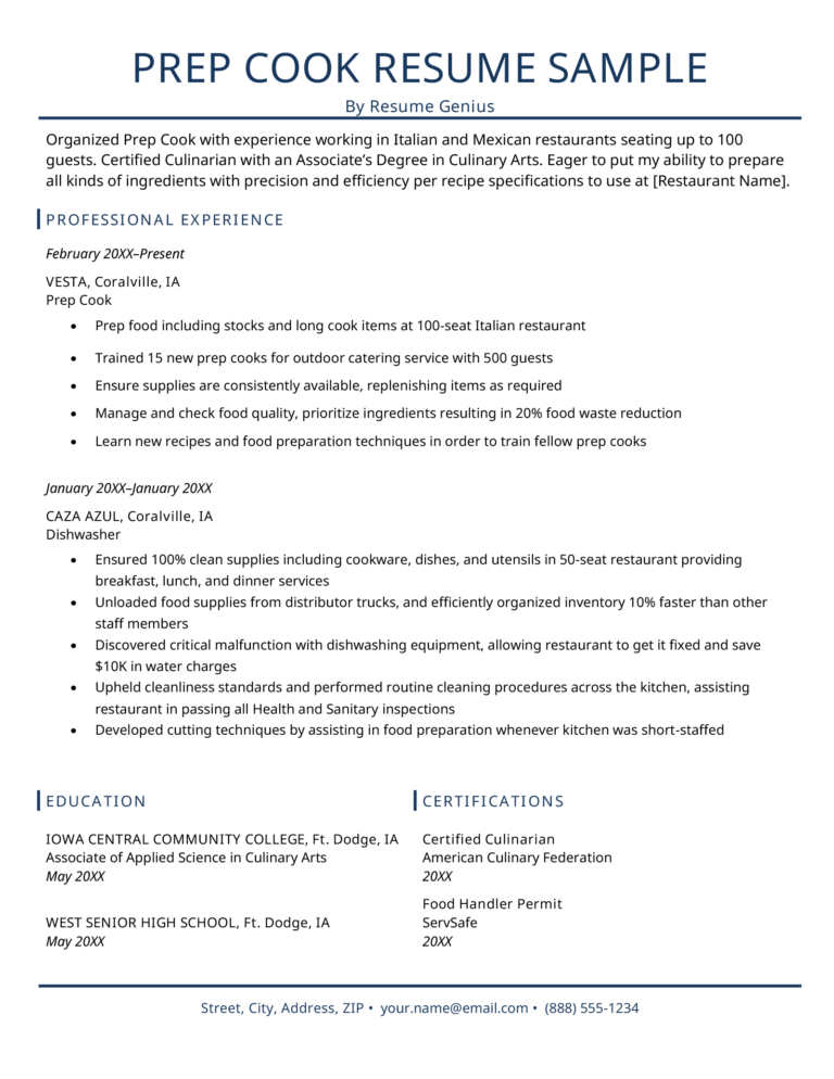 8 Restaurant Resume Examples and Writing Tips