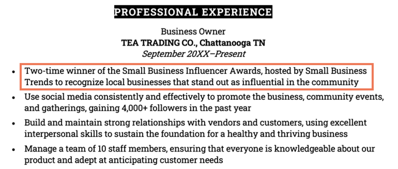 How to List Awards on a Resume (+ Examples)