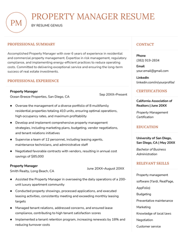 Property Manager Cover Letter Cover Letter Sample | Download for Free | RG
