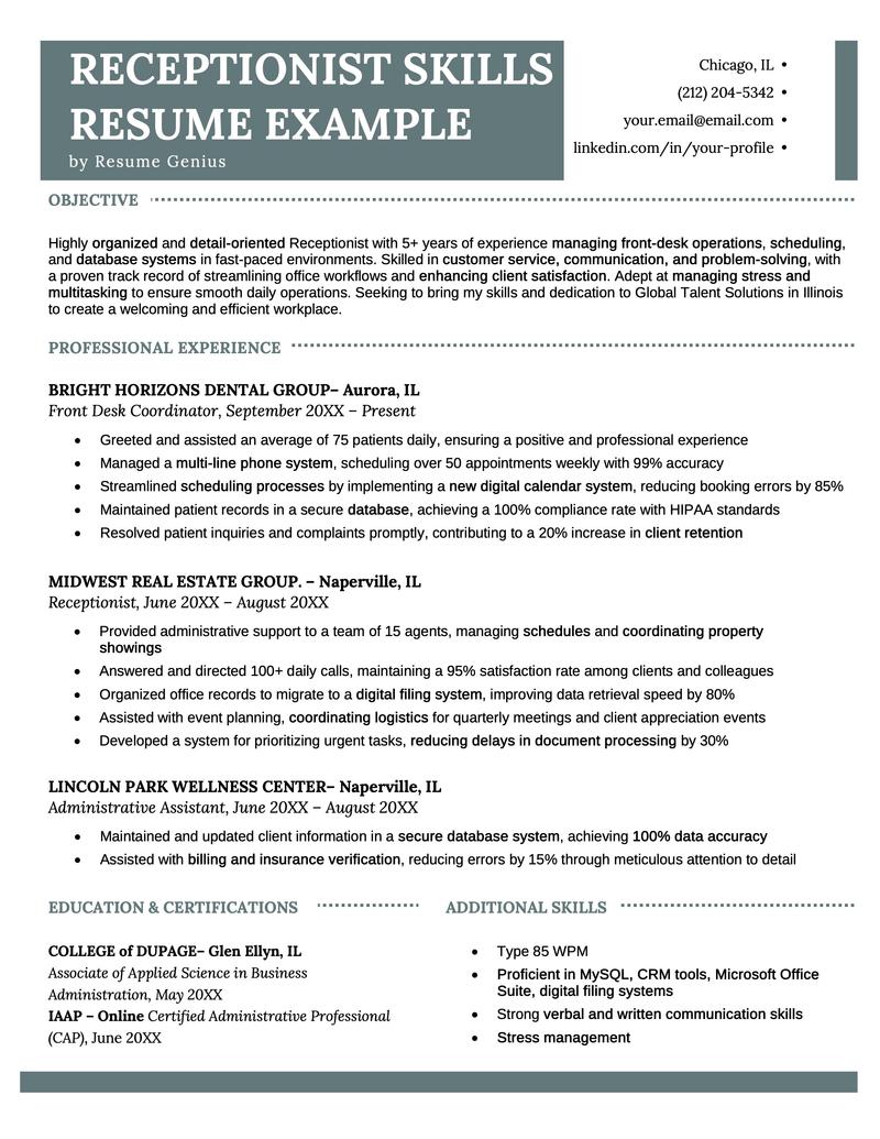 30+ Receptionist Skills for Your Resume