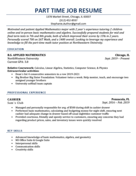Resume for a Part Time Job: Examples & How To Write